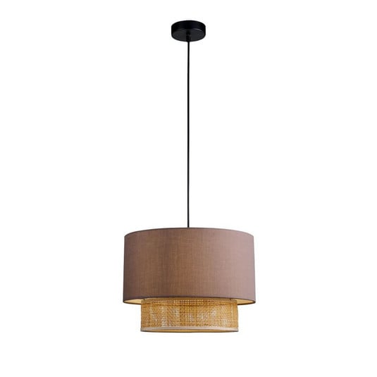 Rika hanging light, Ø 34 cm, grey/natural, fabric/rattan | Lights.co.uk