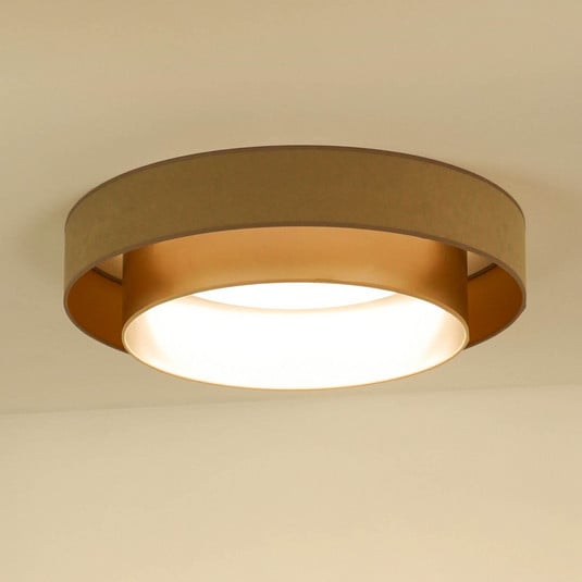 LED ceiling lamp Luneta, velvet beige/gold, Ø 60 cm, 3-step dimmable ...
