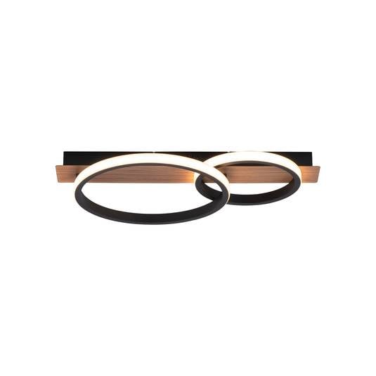 Trooper LED ceiling light, wood decor, 2-bulb | Lights.co.uk