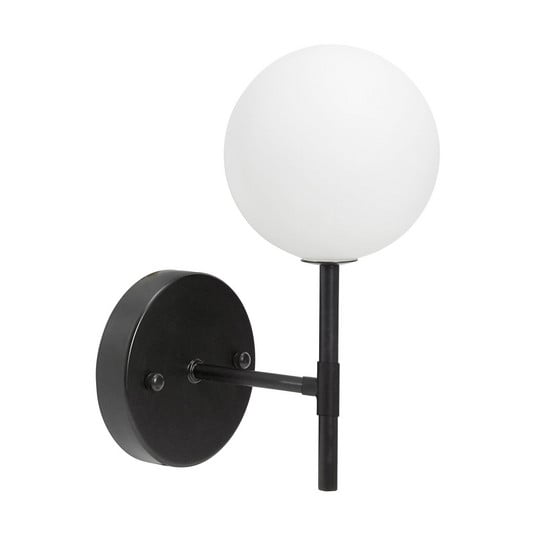 PR Home Sigma S wall light, black/opal, 1-bulb, 25 cm glass | Lights.co.uk